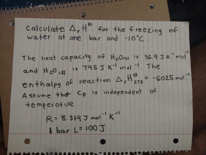 Solved Calculate delta_r H^theta for the freezing of water | Chegg.com
