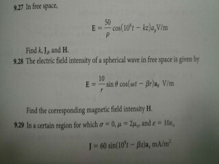 9.28 The electric field intensity of a spherical wave | Chegg.com
