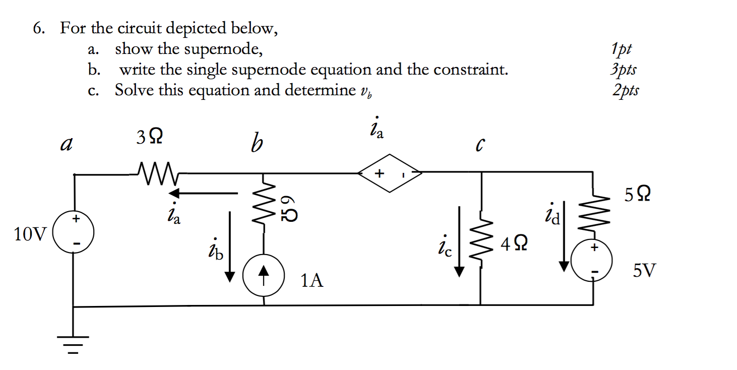 Solved For the circuit depicted below, show the supernode, | Chegg.com