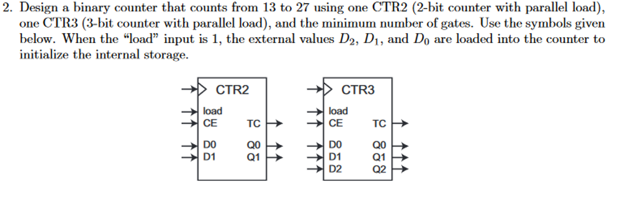 Design a binary counter that counts from 13 to 27 | Chegg.com