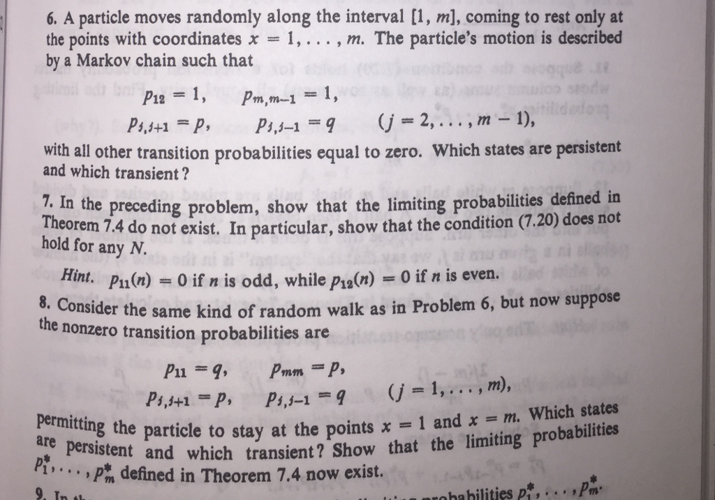 6. A particle moves randomly along the interval (1, | Chegg.com