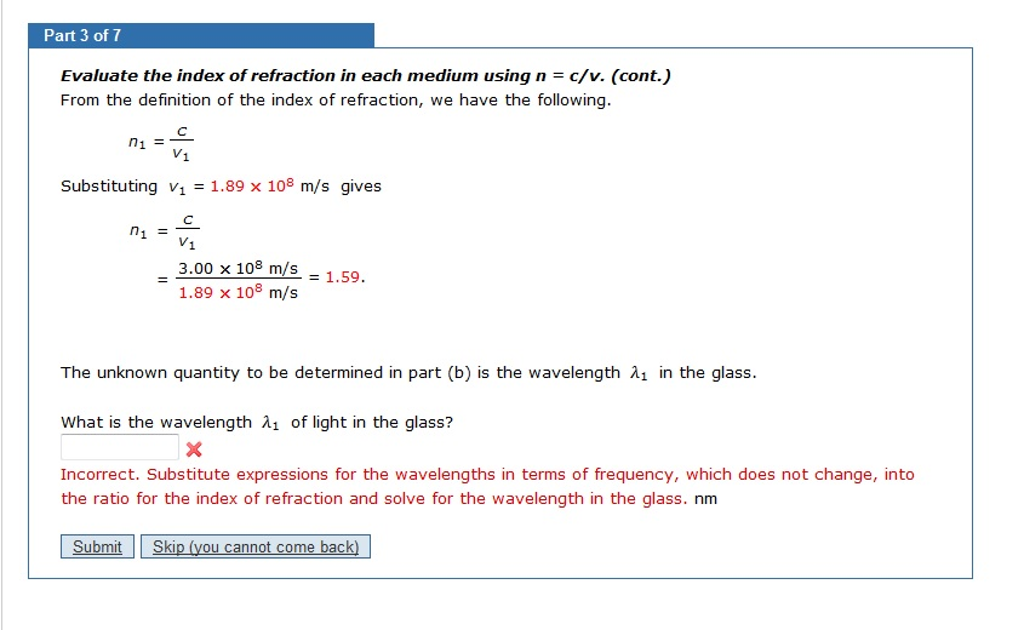 Solved What is the wavelength of light in the glass (in | Chegg.com