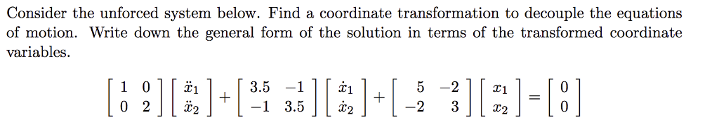 Solved Consider the unforced system below. Find a coordinate | Chegg.com