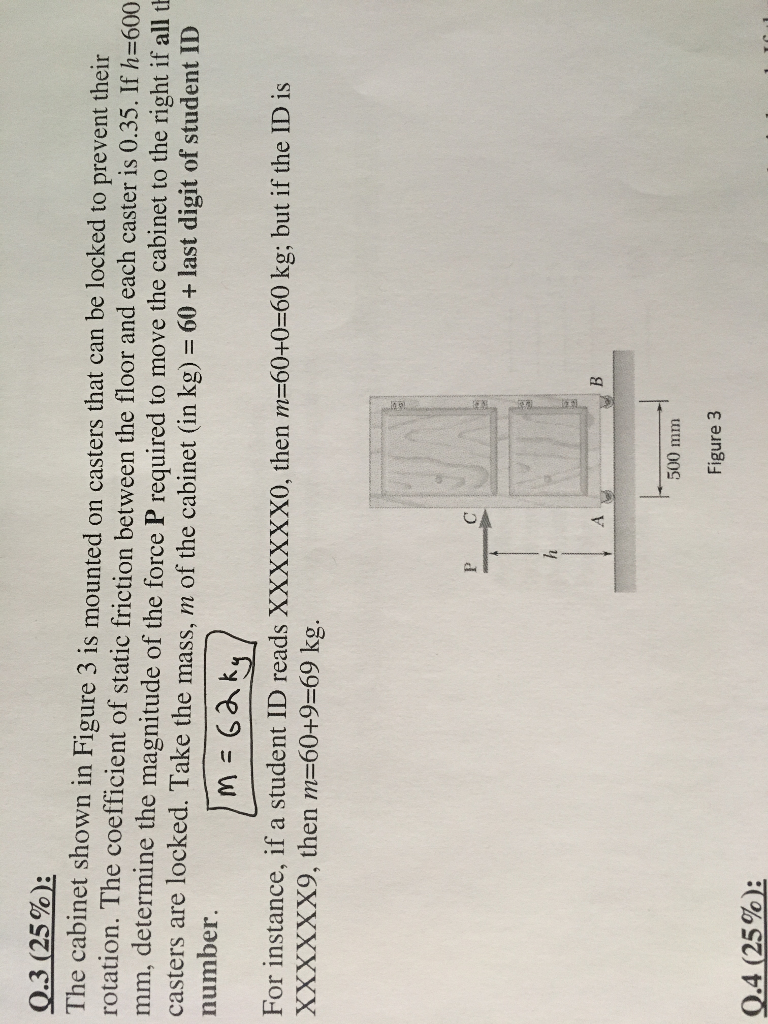 Solved 03 (25 %): rotation. The coefficient of static | Chegg.com
