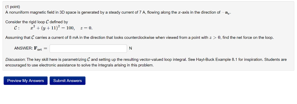 Solved A nonuniform magnetic field in 3D space is generated | Chegg.com