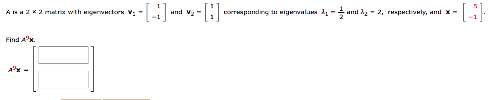 Solved A is a 2 times 2 matrix with eigenvectors v_1 = [1 | Chegg.com