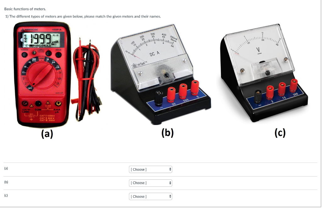 Solved Basic functions of meters. 1) The different types of | Chegg.com