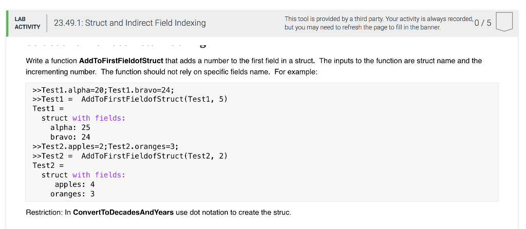 Solved LAB ACTIVITY 23.49.1: Struct and Indirect Field | Chegg.com Solved LAB ACTIVITY 23.49.1: Struct and Indirect Field | Chegg.com