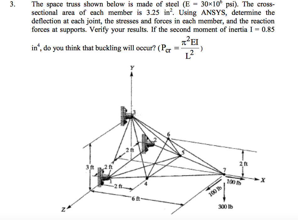 The space truss shown below is made of steel (E = 30 | Chegg.com