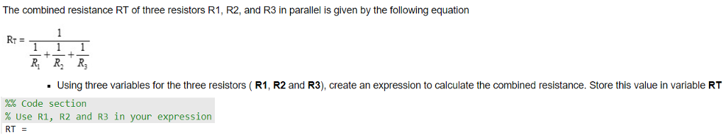 Solved The combined resistance RT of three resistors R1, R2, | Chegg.com