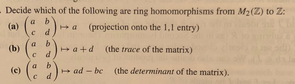 Solved Decide which of the following are ring homomorphisms | Chegg.com