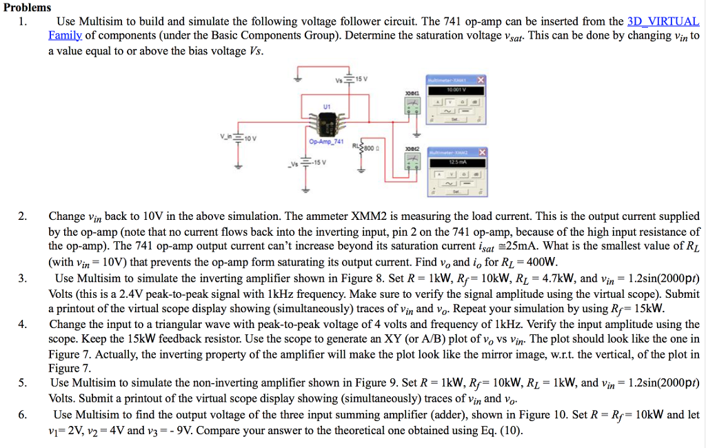 Use Multisim to build and simulate the following | Chegg.com