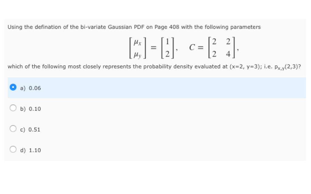 Solved Using The Defination Of The Bi Variate Gaussian Pdf