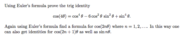 Solved Using Euler's formula prove the trig identity Again | Chegg.com