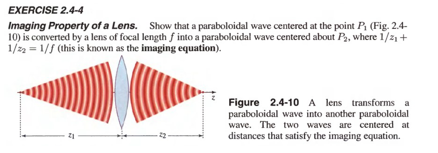 Imaging Property of a Lens. Show that a paraboloidal | Chegg.com