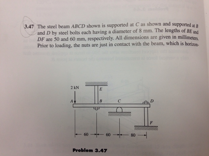 Solved 3.47 The steel beam ABCD shown is supported at C as | Chegg.com