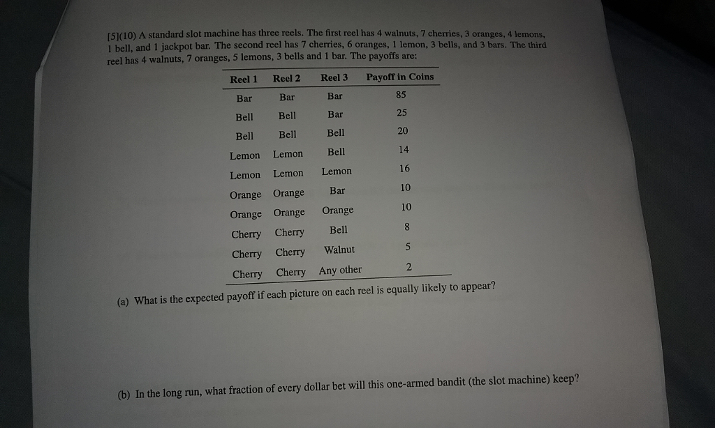 Solved [51(10) A standard slot machine has three reels. The | Chegg.com