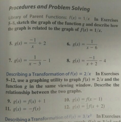 Solved Proce of Parent Functions: f(x) = 1/x In Exercises | Chegg.com