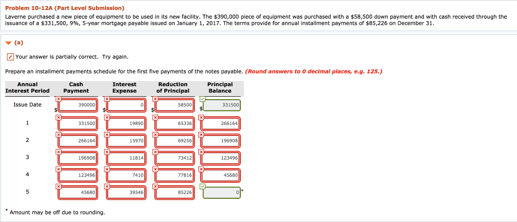 Solved Problem 10-12A (Part Level Submission) Laverne | Chegg.com