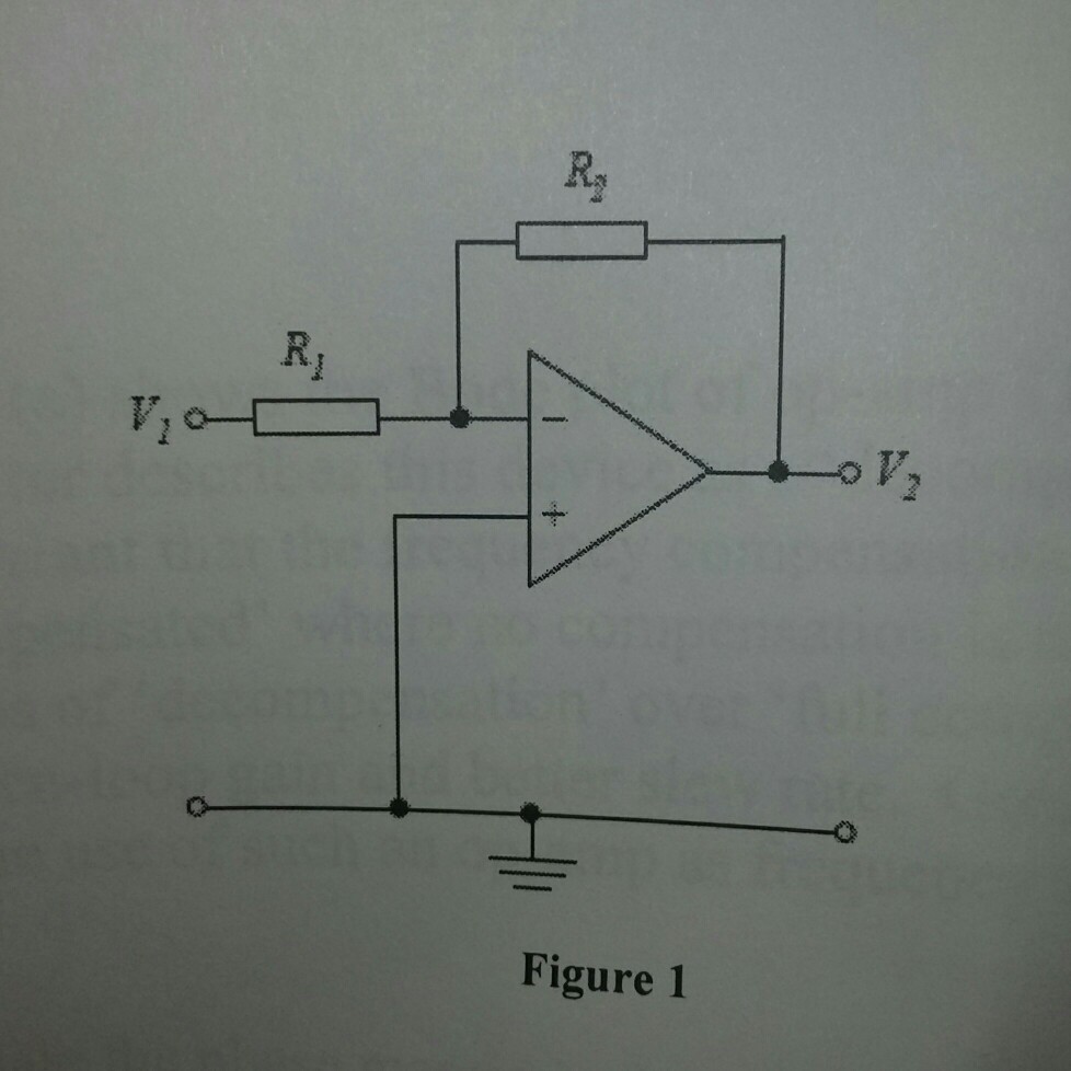 Solved The amplifier of FIGURE 1 has a closed loop gain of | Chegg.com