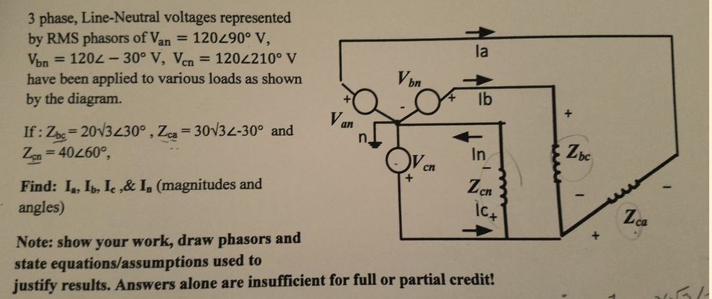 Solved 3 phase, Line-Neutral voltages represented by RMS | Chegg.com
