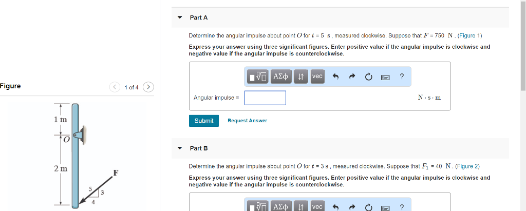 Solved Part A Determine the angular impulse about point O | Chegg.com