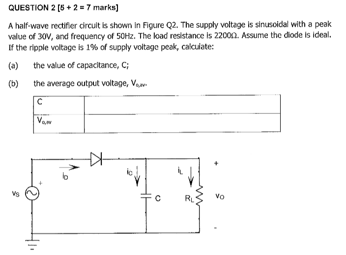 Solved A half-wave rectifier circuit is shown in Figure Q2. | Chegg.com