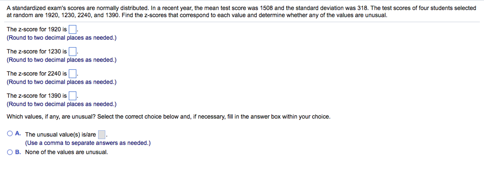 Solved A standardized? exam's scores are normally | Chegg.com