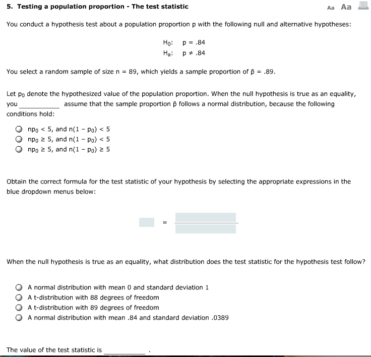 Solved You conduct a hypothesis test about a population | Chegg.com