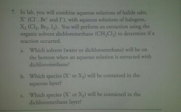 Solved In lab, you will combine aqueous solution of halide | Chegg.com