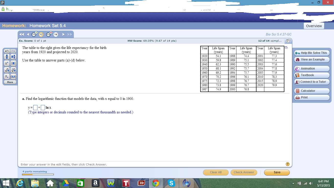Solved The table to the right gives the life expectancy for | Chegg.com