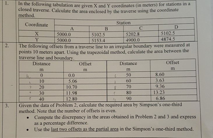 Solved 1. In the following tabulation are given X and Y | Chegg.com