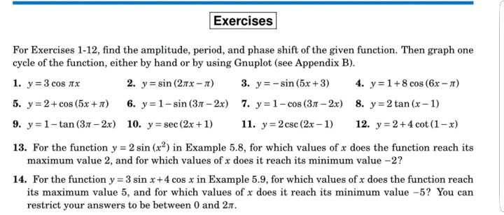 Solved Exercises For Exercises 1-12, find the amplitude, | Chegg.com