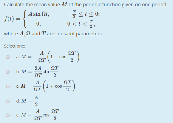 Solved Calculate the mean value M of the periodic function | Chegg.com