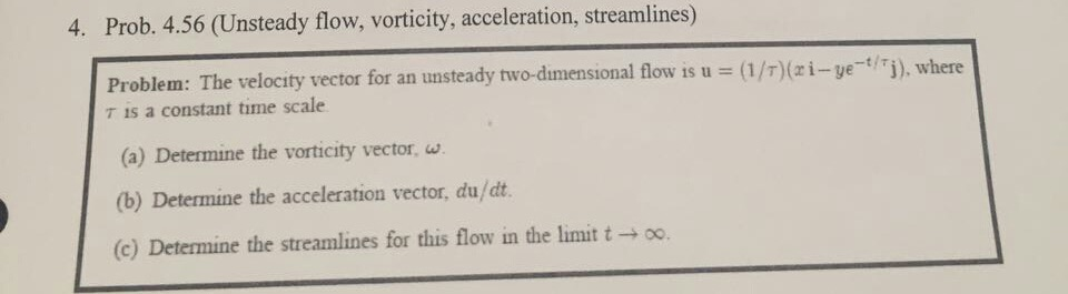Solved The velocity vector for an unsteady two-dimensional | Chegg.com