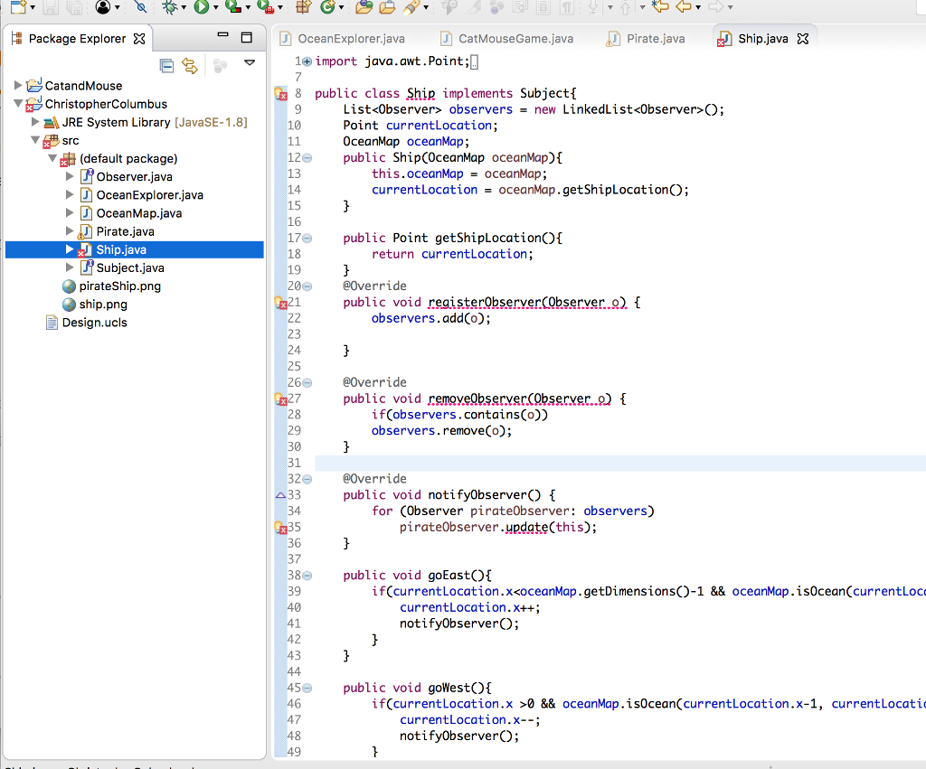 Hi I'm trying to implement Observer/Observable for a | Chegg.com