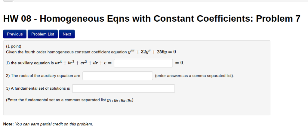 Solved Given the fourth order homogeneous constant | Chegg.com
