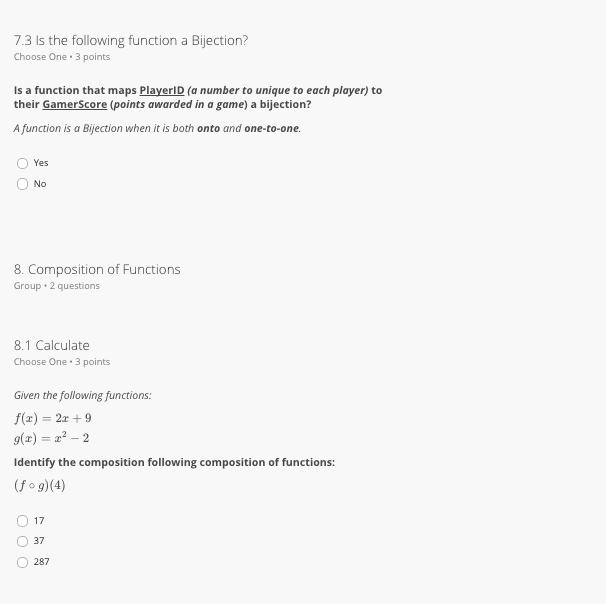 Solved 7.3 Is the following function a Bijection? Choose One | Chegg.com