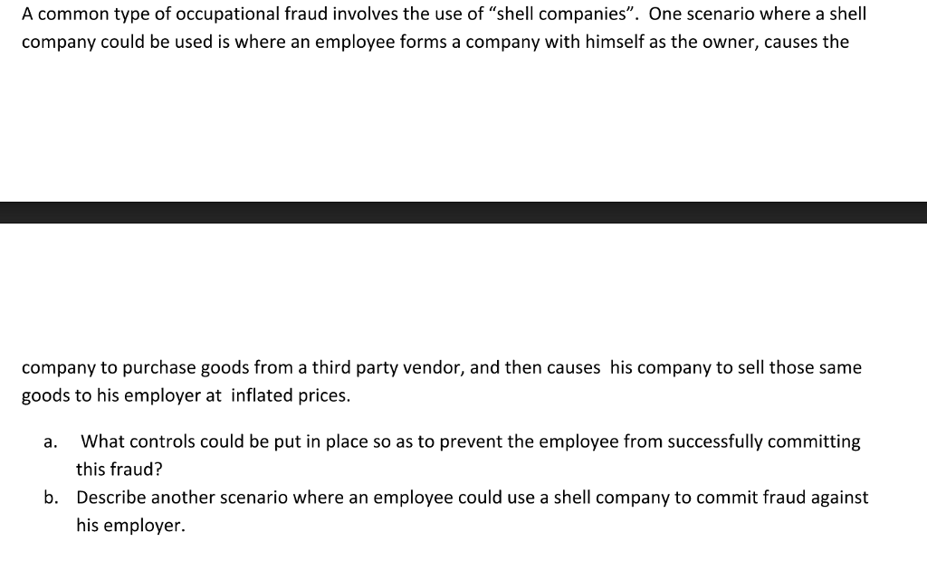 Solved A common type of occupational fraud involves the use | Chegg.com