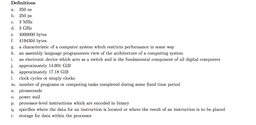 Solved Exercises 1-15: Matching Terms and Definitions For | Chegg.com