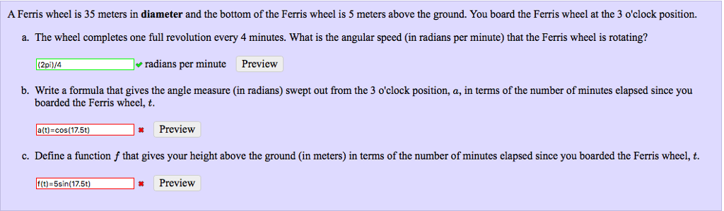 Solved A Ferris Wheel Is 35 Meters In Diameter And The Chegg solved-a-ferris-wheel-is-35-meters-in-diameter-and-the-chegg