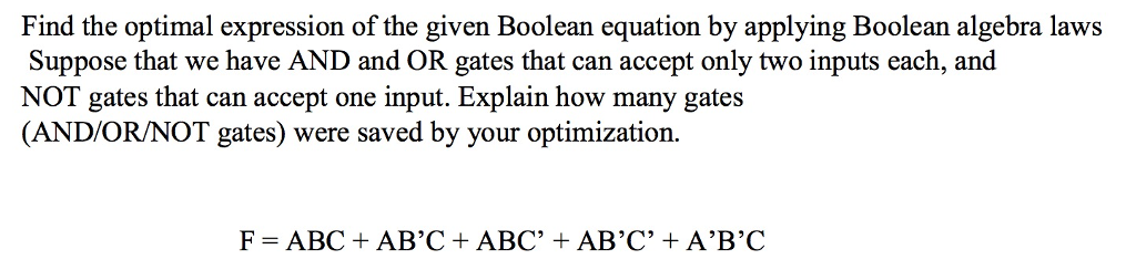 Solved Find the optimal expression of the given Boolean | Chegg.com