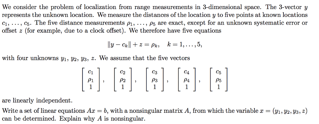 Solved We consider the problem of localization from range | Chegg.com