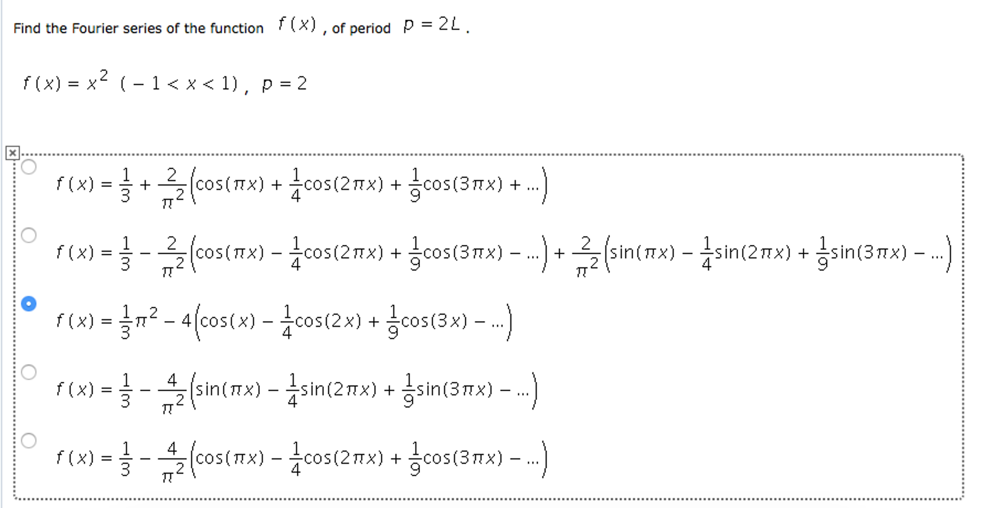 Solved Find the Fourier series of the function f(x), of | Chegg.com
