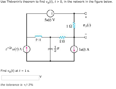 Solved Use Thévenin's theorem to find vo),>0, in the network | Chegg.com