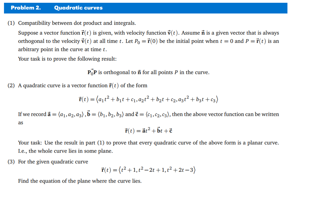 Solved Problem 2. Quadratic curves (1) Compatibility between | Chegg.com