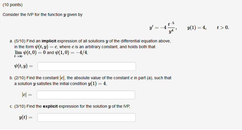 Solved Consider the IVP for the function y given by y' = -4 | Chegg.com