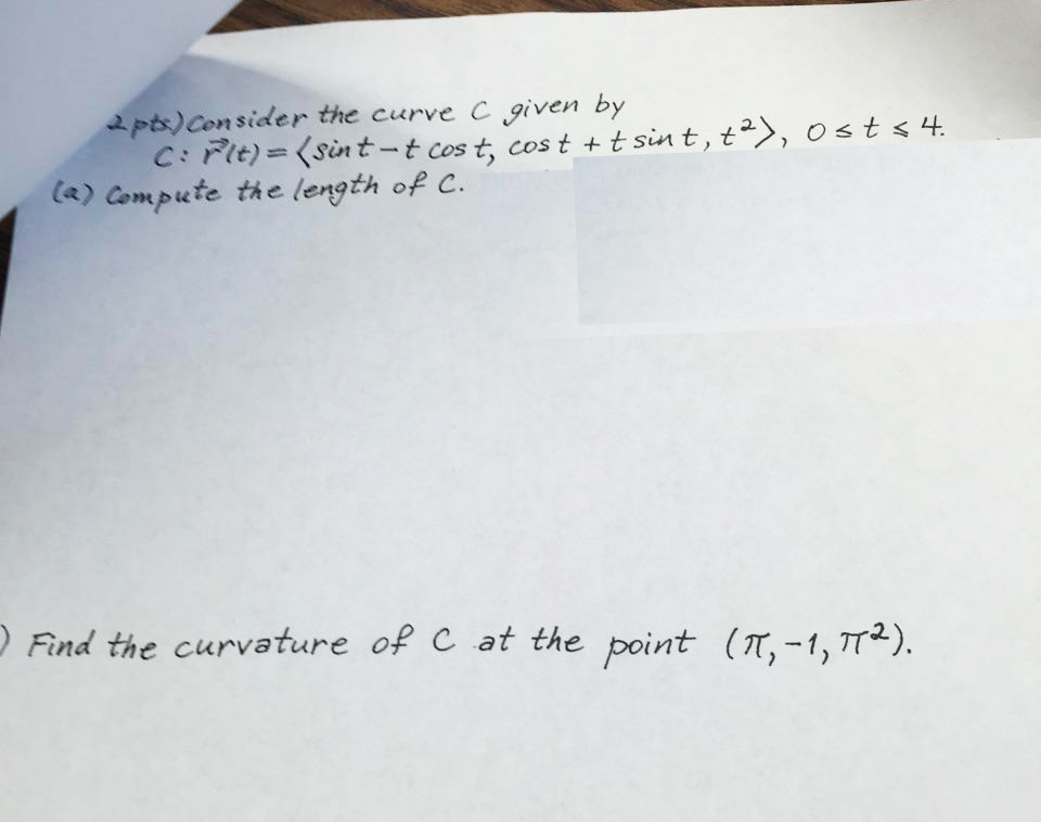 Solved Consider the curve C given by C: r rightarrow(t) = , | Chegg.com