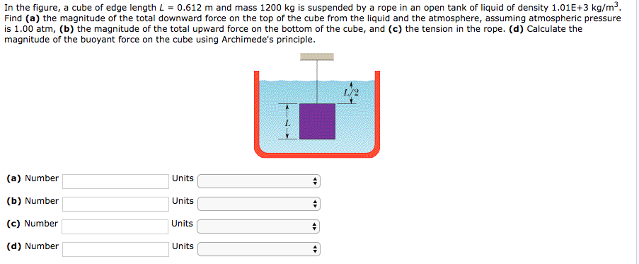 Solved In the figure, a cube of edge length L = 0.612 m and | Chegg.com