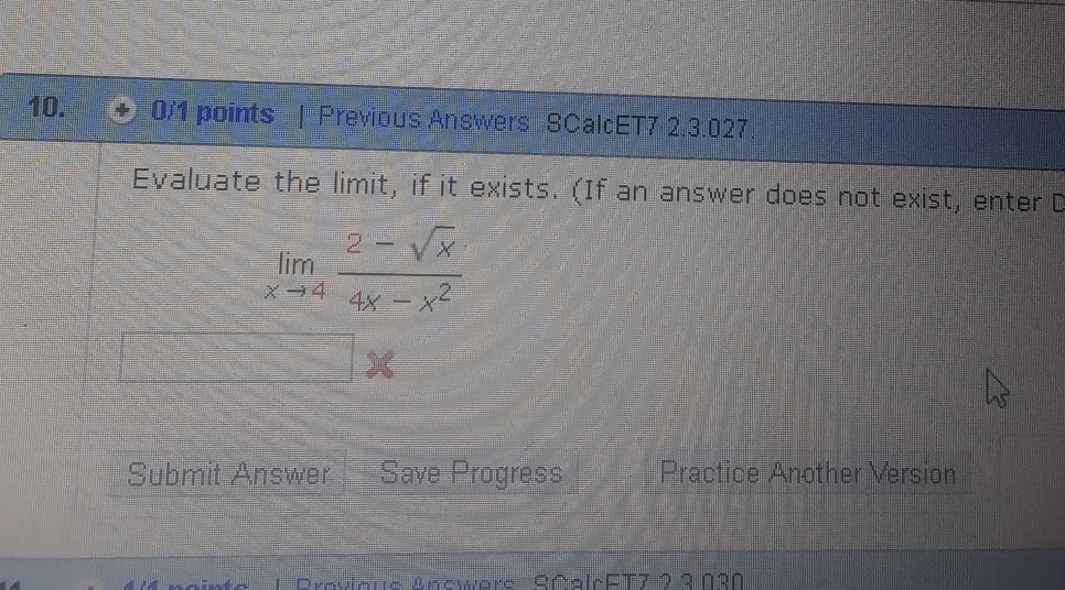 Solved 10. 01 points | Previous Answers SCalcET7 2.3 027 | Chegg.com Solved 10. 01 points | Previous Answers SCalcET7 2.3 027 | Chegg.com